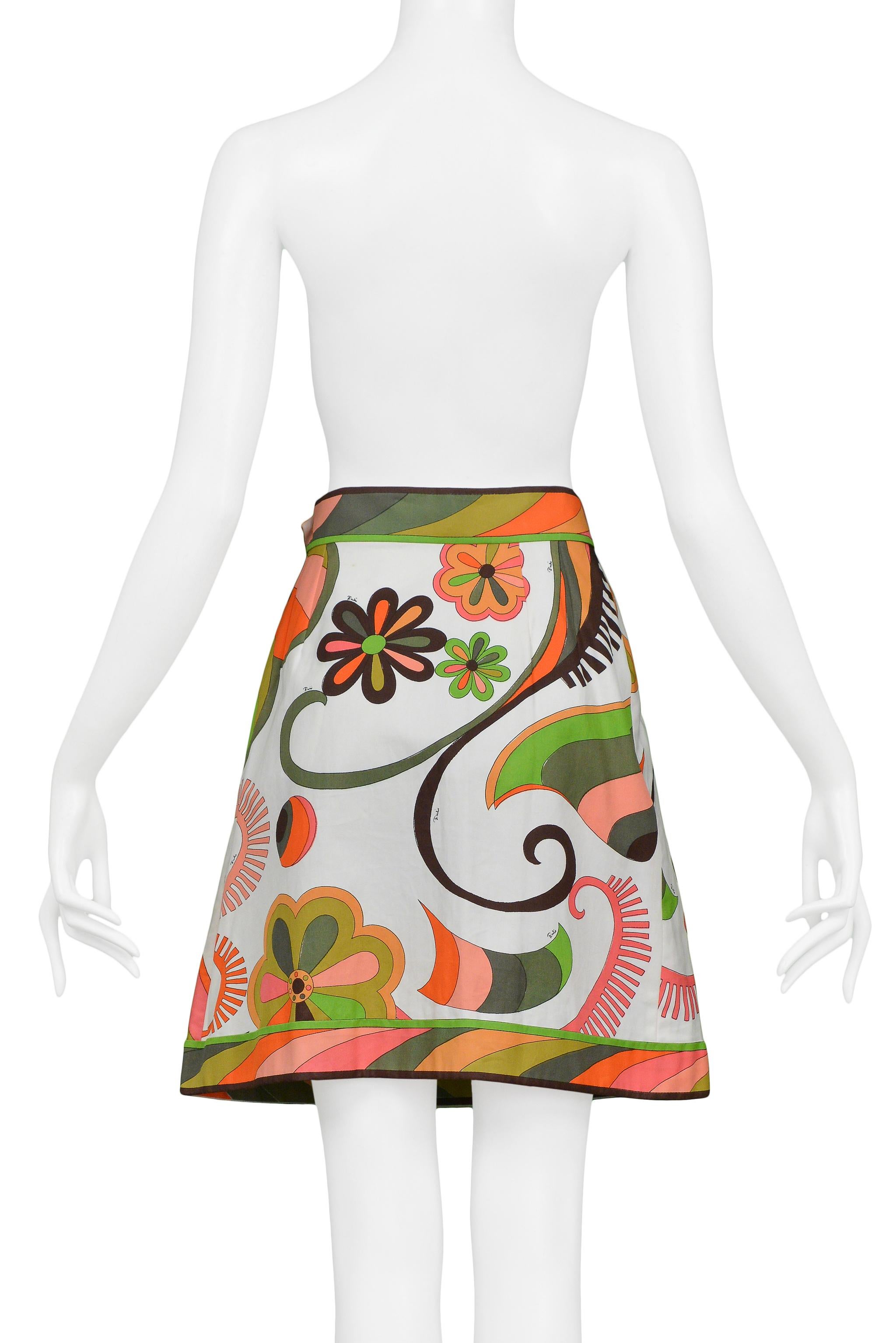 Pucci Multicolor Abstract Floral Print Cotton Day Skirt at 1stDibs