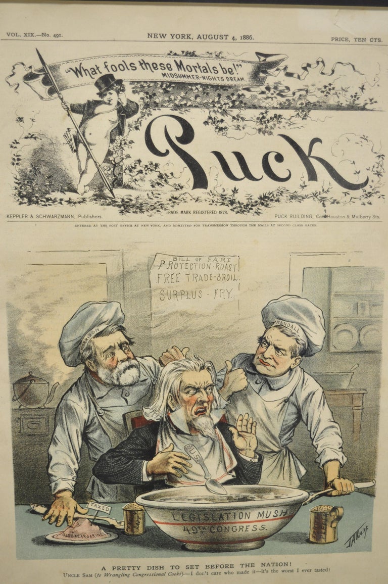Puck Magazine Political Illustration Cartoon Lithograph Framed Art, Set ...