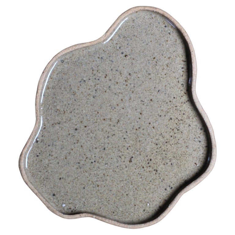 Puddle Plate in Ochre Clay and Speckled Glaze, large For Sale at 1stDibs