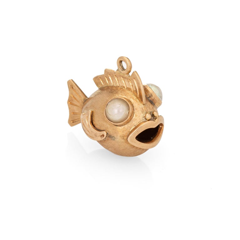 Puffer Fish Charm Vintage 14k Yellow Gold Pendant Fine Estate Ocean ...