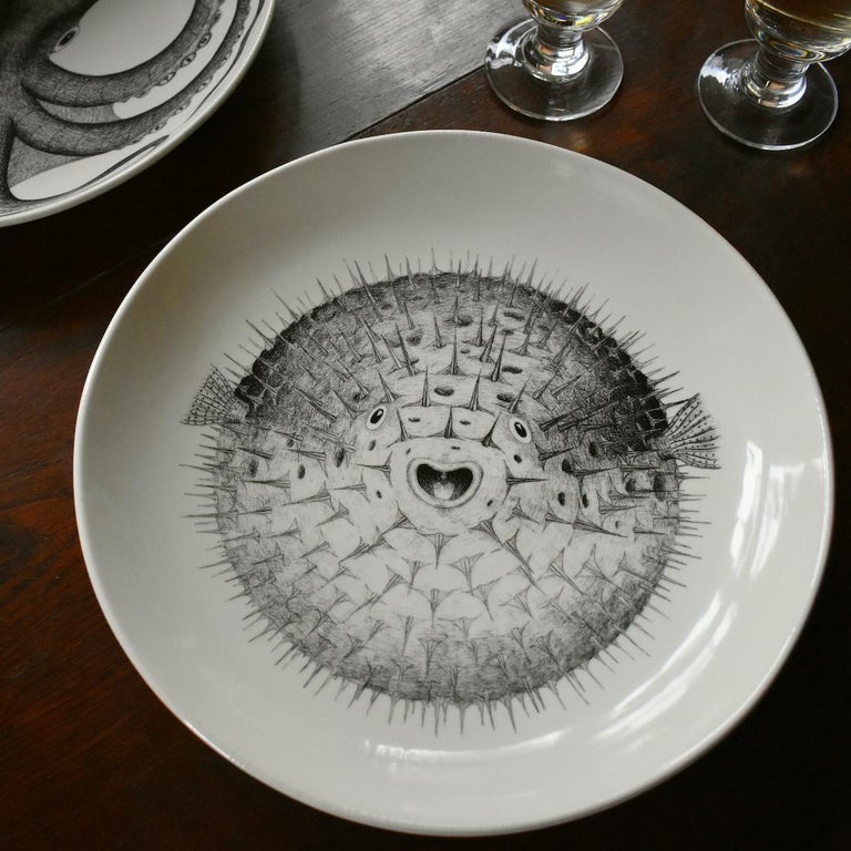 Puffer-plate (Pufferfish, by Tom Rooth, with his thumbprint on the ...