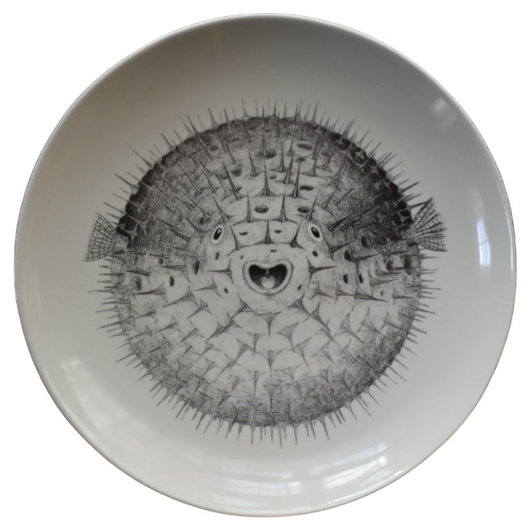 Puffer-plate (Pufferfish, by Tom Rooth, with his thumbprint on the ...