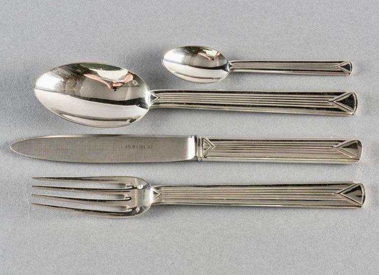 Puiforcat, Cutlery Flatware Set Aphea Solid Sterling Silver in Box, 110 ...