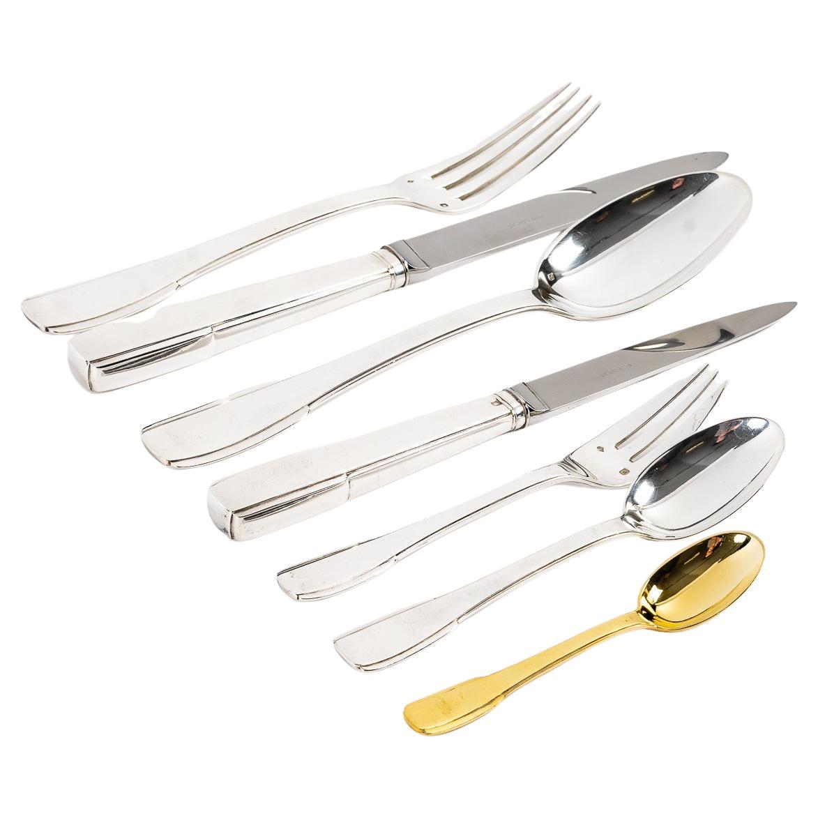 Puiforcat, Cutlery Flatware Set Menton Sterling Silver, 84 Pieces at ...