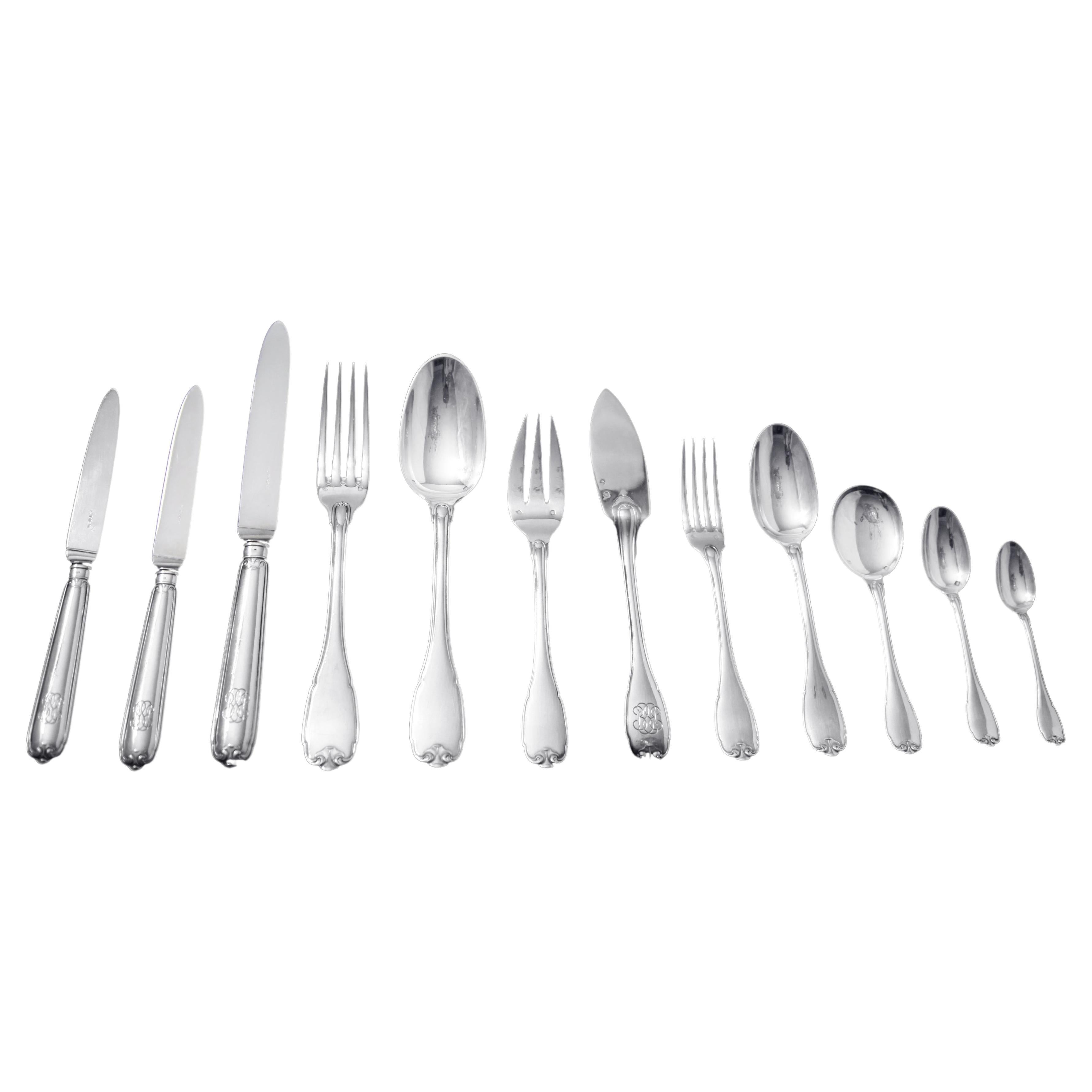 Puiforcat (Hermes) - 168pc. Antique French Sterling Silver Flatware Set ...