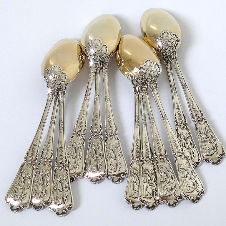 Puiforcat Masterpiece Sterling Silver 18-Karat Gold Tea Spoons Set 12 ...