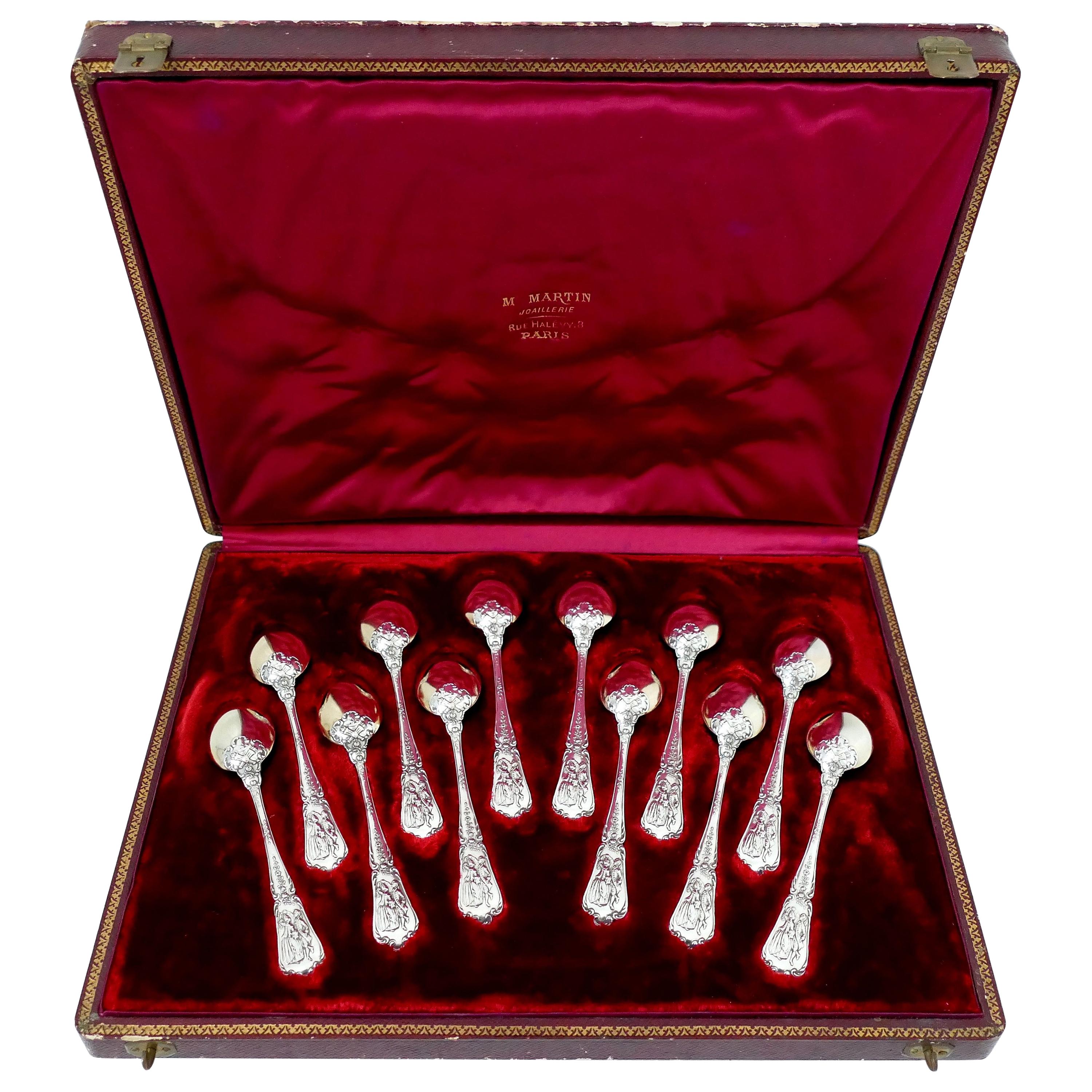 Puiforcat Masterpiece Sterling Silver 18-Karat Gold Tea Spoons Set 12 ...