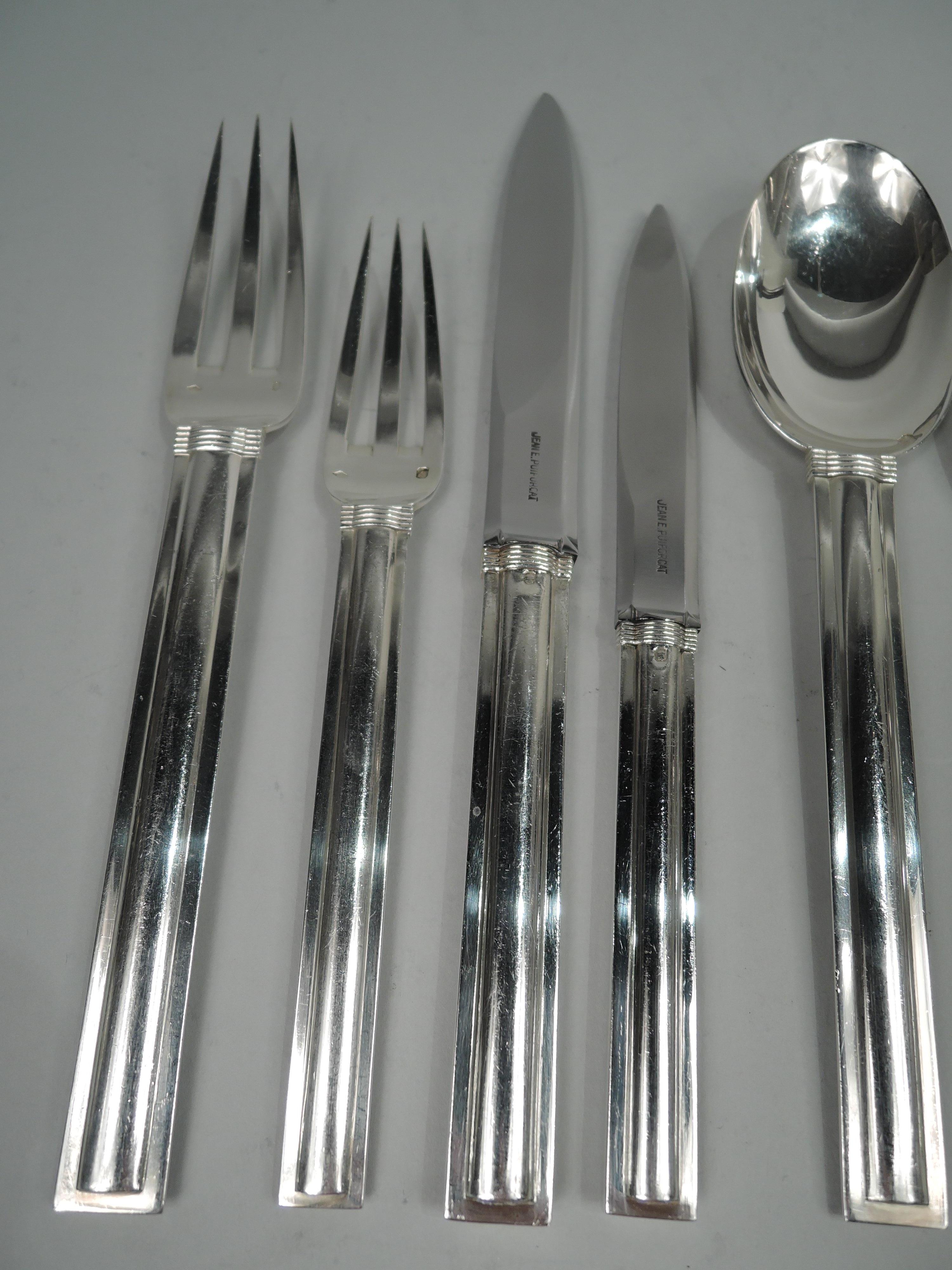 Puiforcat Silver Dinner and Lunch Set for 12 in Art Deco Cannes Pattern ...
