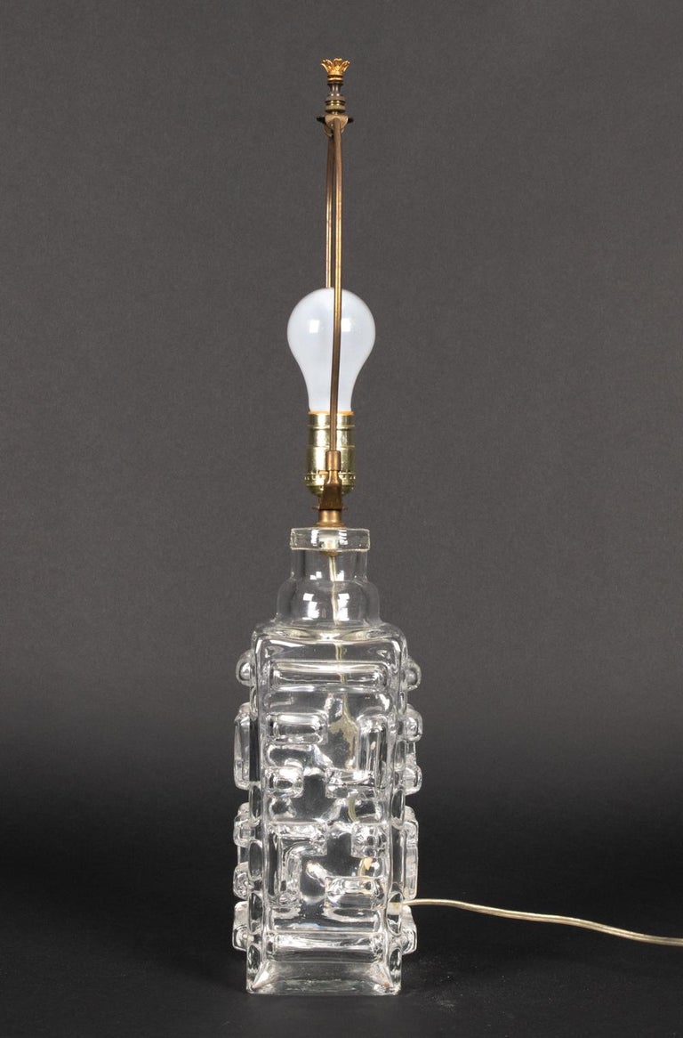 Pukeberg Sweden Mid-Century Modern Pressed Glass Table Lamp For Sale at ...