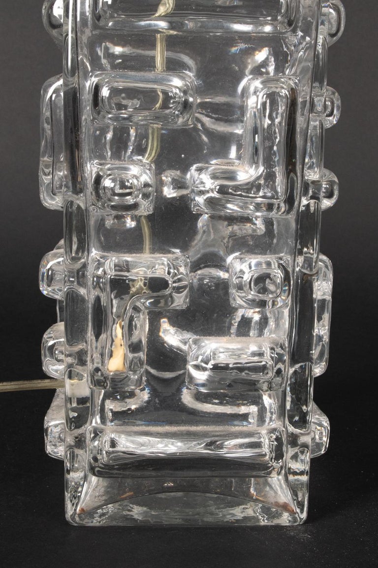 Pukeberg Sweden Mid-Century Modern Pressed Glass Table Lamp For Sale at ...