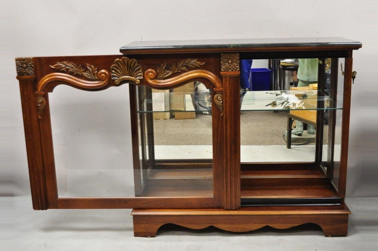Pulaski Italian Cherry Wood Slide Glass Door Display Cabinet Console ...