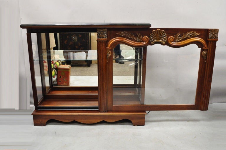 Pulaski Italian Cherry Wood Slide Glass Door Display Cabinet Console ...