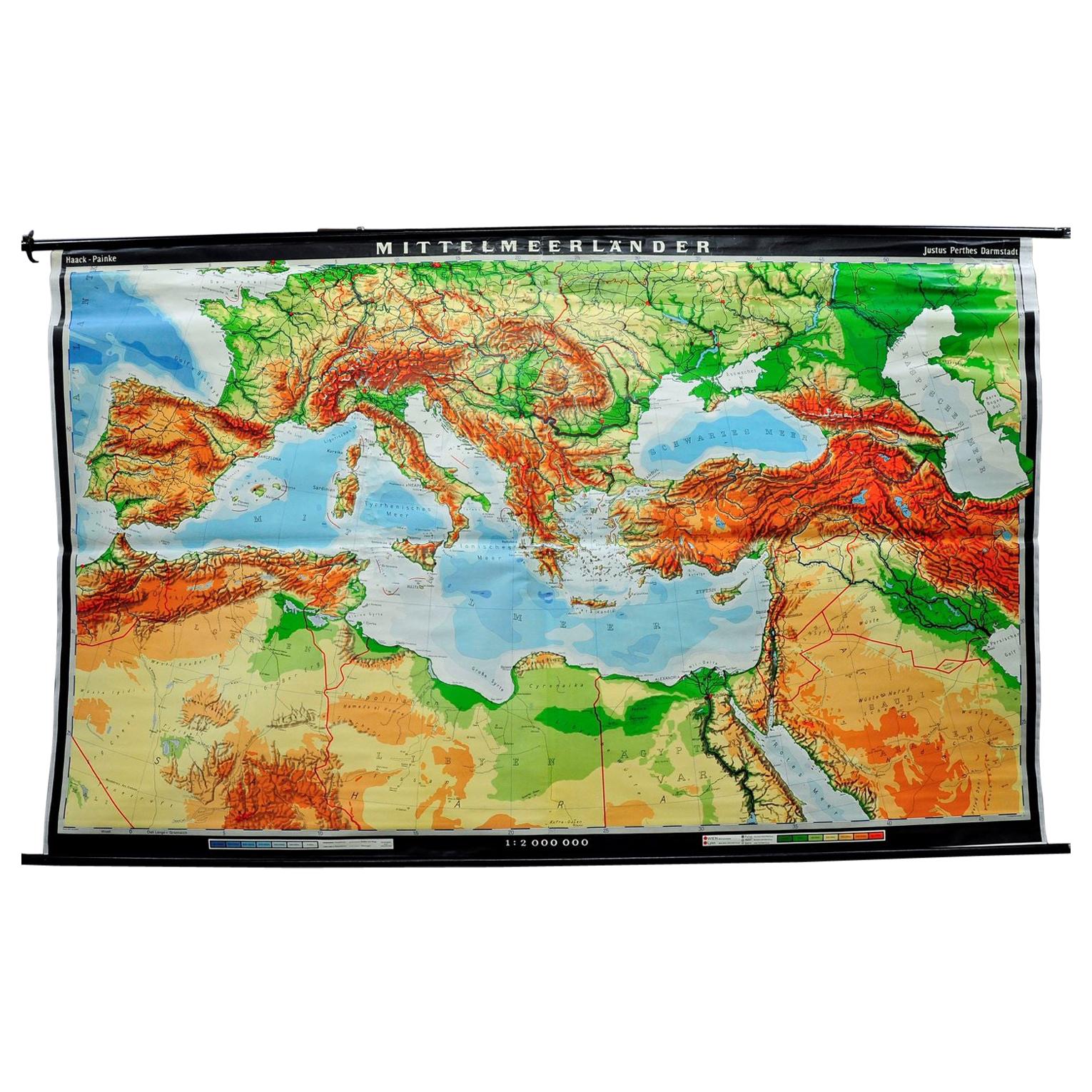 Vintage Pull Down Map Wall Chart about Europe at 1stDibs