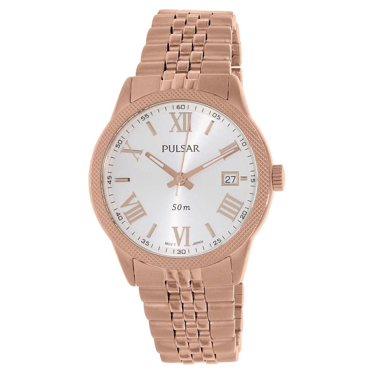Pulsar Rose Gold Tone Stainless Steel Silver Dial Quartz Womens Watch ...