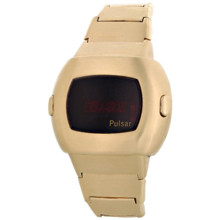 Pulsar Time Computer P3 Led Solid Gold Watch For Sale at 1stDibs ...