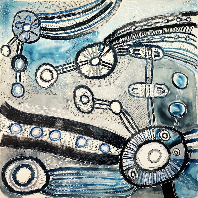 Puna Yanima - "Antara" Aboriginal Acrylic and Ink Painting on Linen by ...