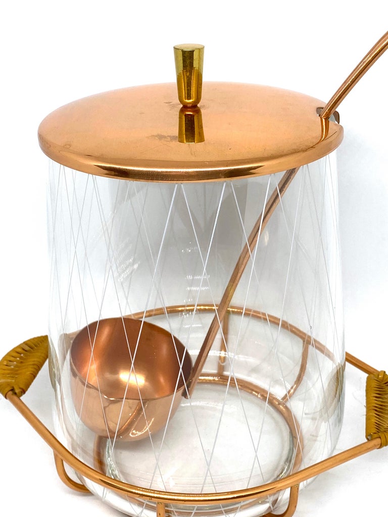 Punch Bowl Set Glass Brass Copper Mid-Century Modern Minimalistic ...