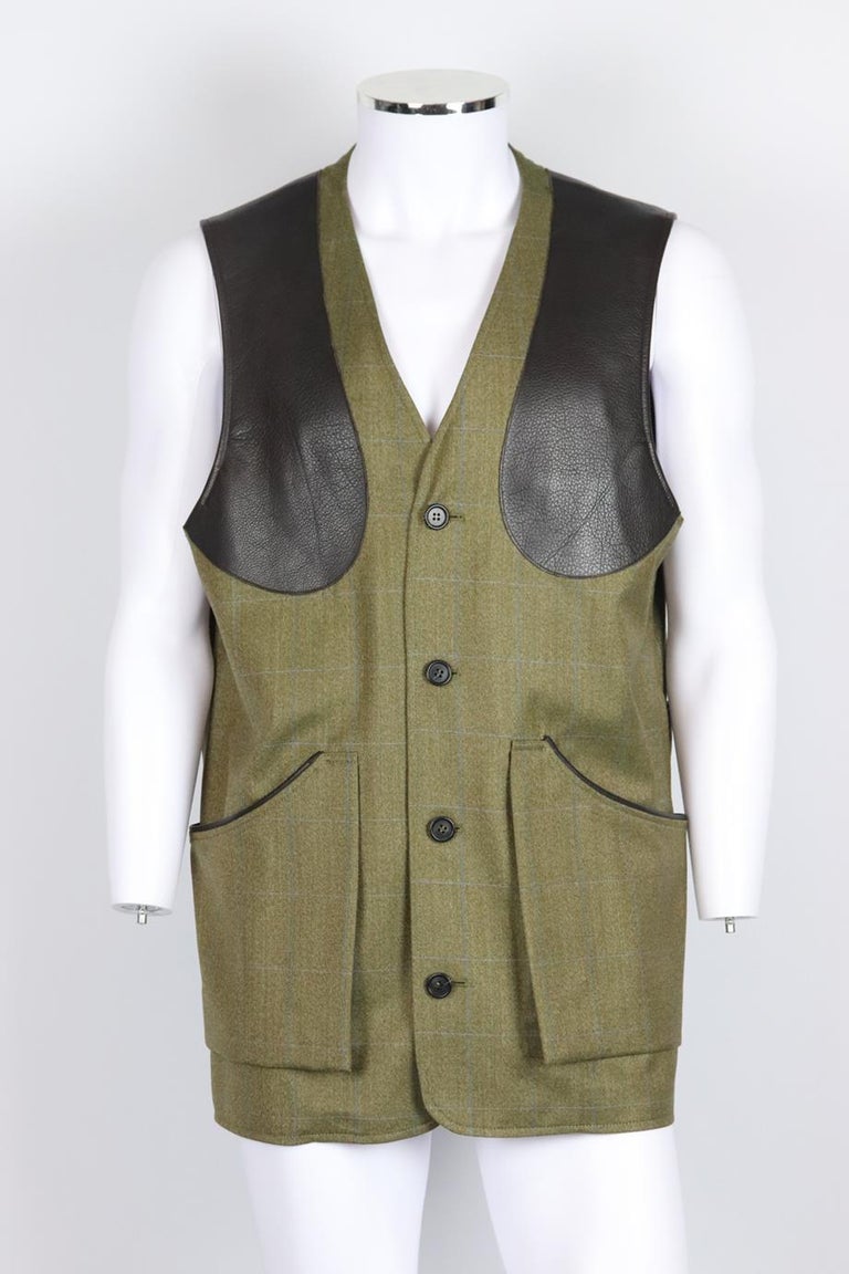 Purdey Men's Checked Wool Blend Vest Large For Sale at 1stDibs