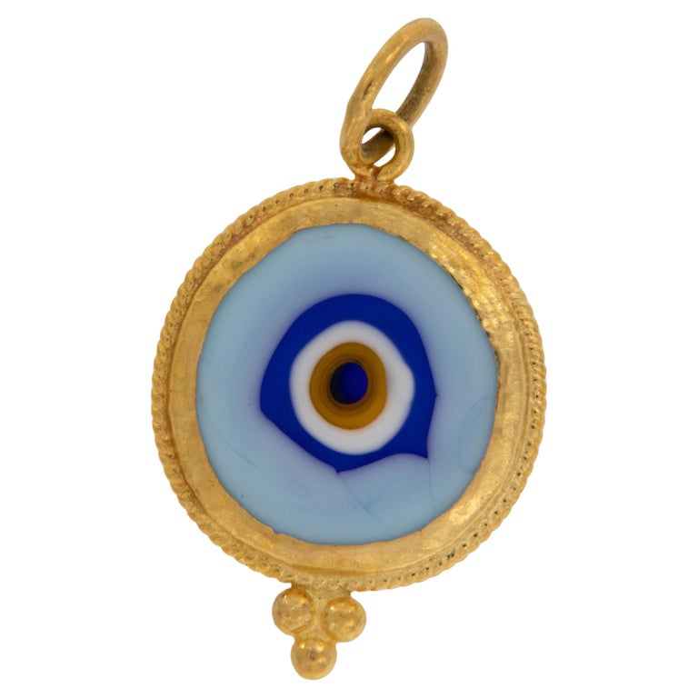 Pure 24 Karat Yellow Gold Large Size Evil Eye Pendant Charm For Sale at ...