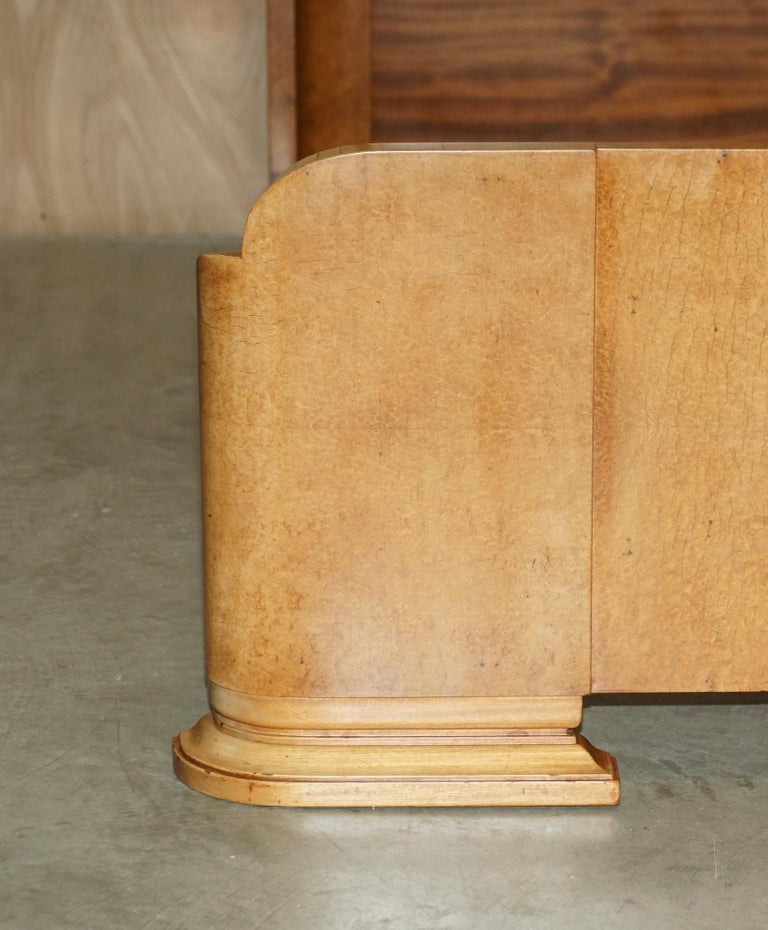 Pure Art Deco Burr Maple Antique King Size Bed Frame Matching Wardrobe ...