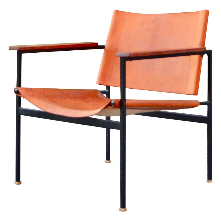 Eddie Harlis for Thonet ST 805 Modernist Cognac Saddle Leather Lounge ...