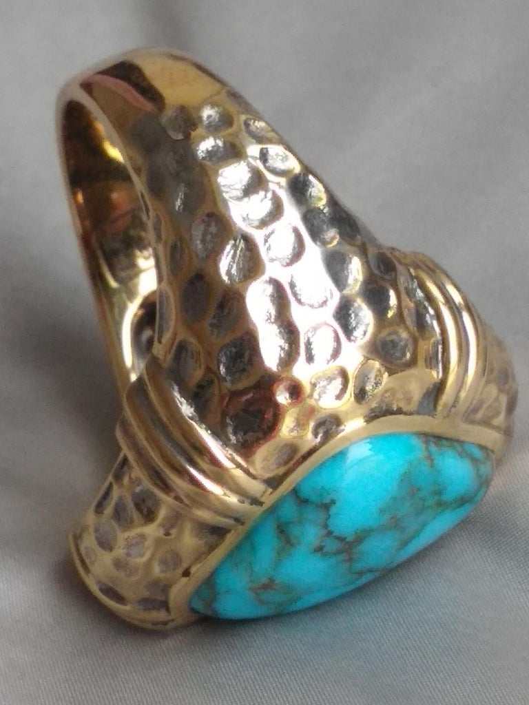 Pure Natural Gem Grade Candelaria Turquoise Ring, 18k Gold with Old ...