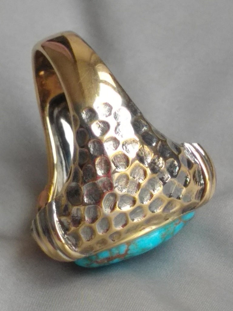 Pure Natural Gem Grade Candelaria Turquoise Ring, 18k Gold with Old ...