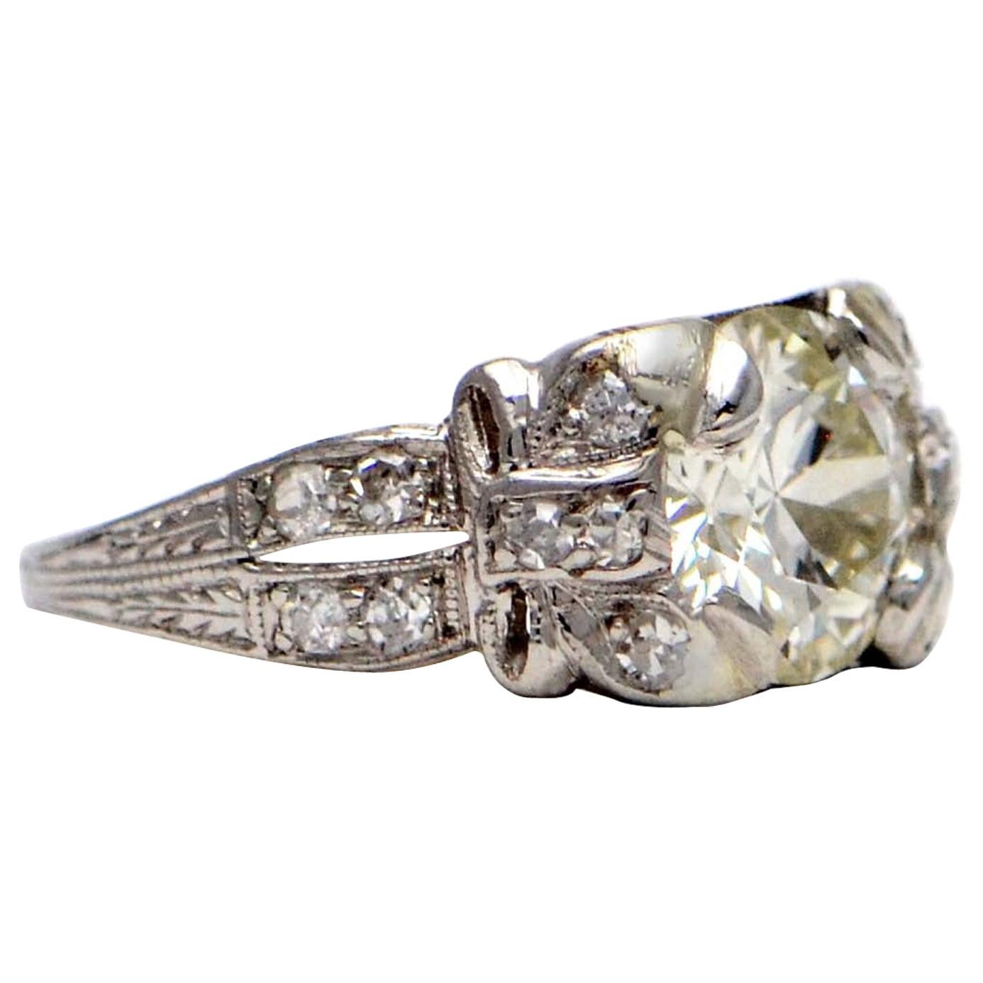 Pure Platinum 1.77 Carat Diamond Antique Ring 3.5 Grams at 1stDibs | 3. ...