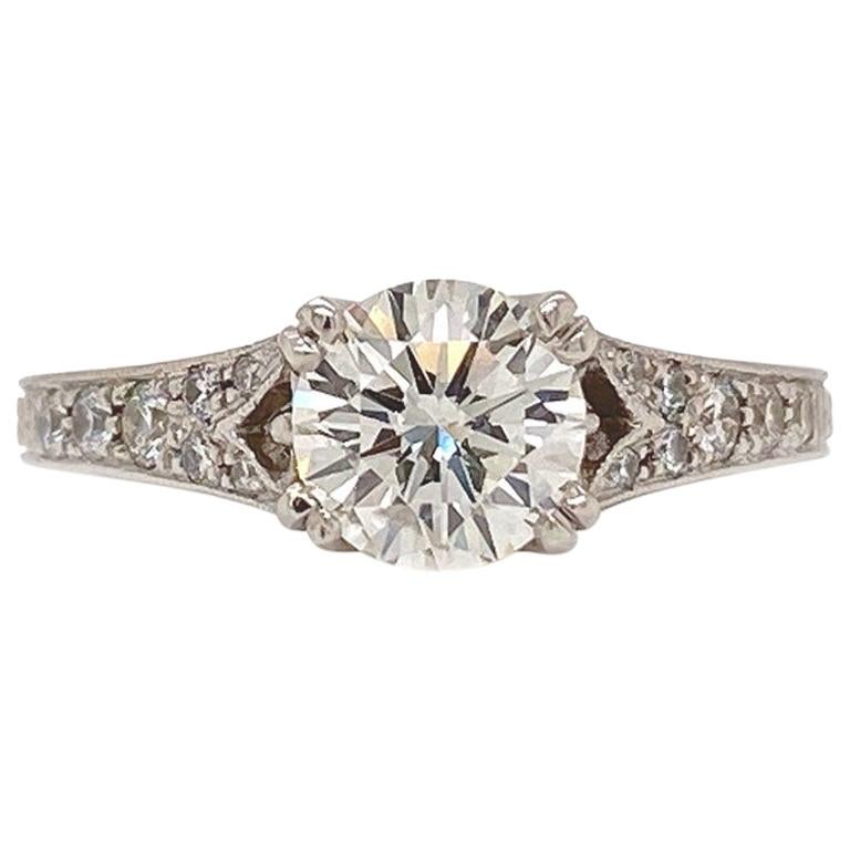 Pure Platinum Genuine Diamond 0.92 Carat Diamond Ring 4.6g For Sale at ...