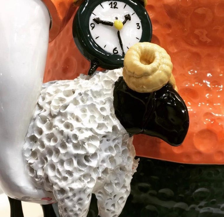 Pure Wool Lady and Sheep, Decorative Centerpiece Handmade Italy 2020 ...