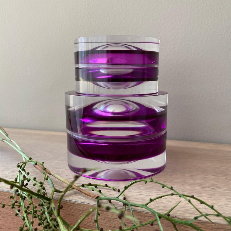 Purple Acrylic Small Round Box by Paola Valle For Sale at 1stDibs
