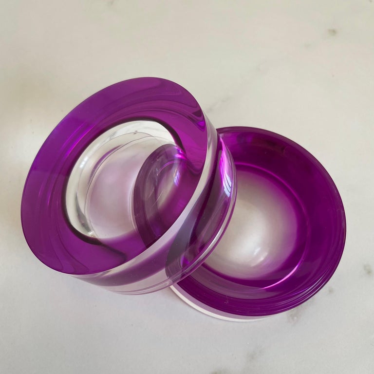 Purple Acrylic Small Round Box by Paola Valle For Sale at 1stDibs