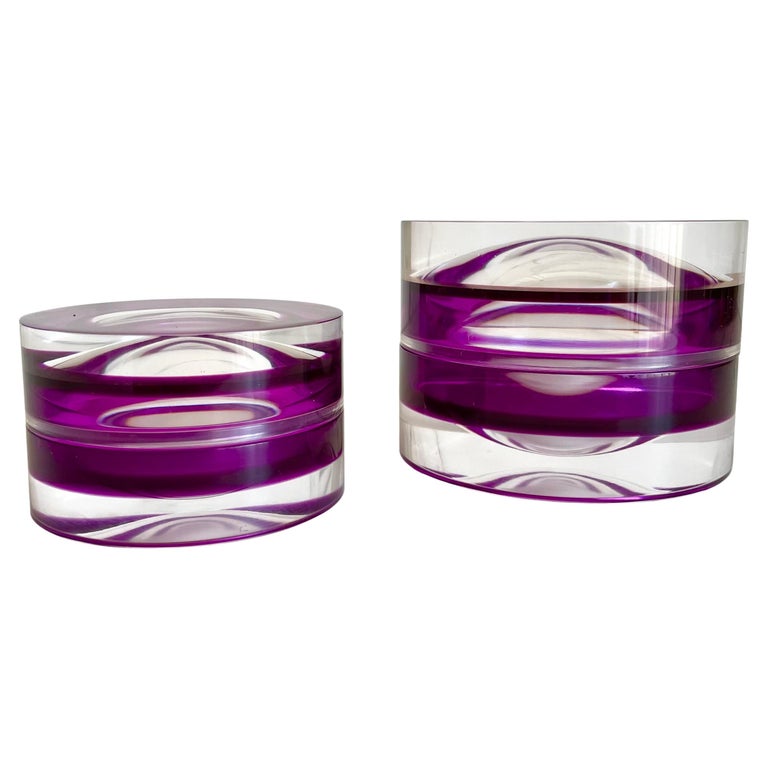Purple Acrylic Small Round Box by Paola Valle For Sale at 1stDibs