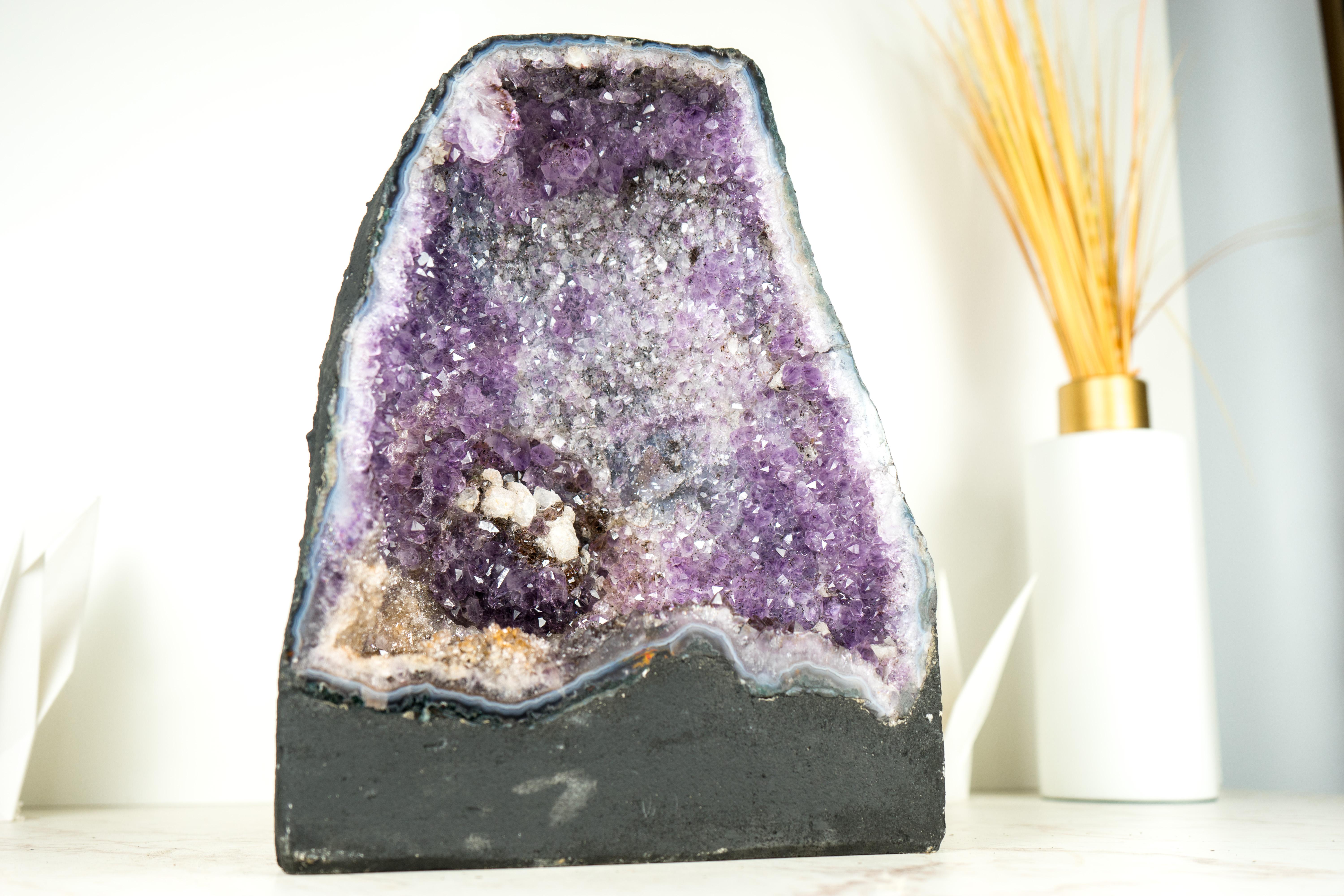 Purple Amethyst Geode with Sparkly Galaxy Amethyst and Lace Agate ...