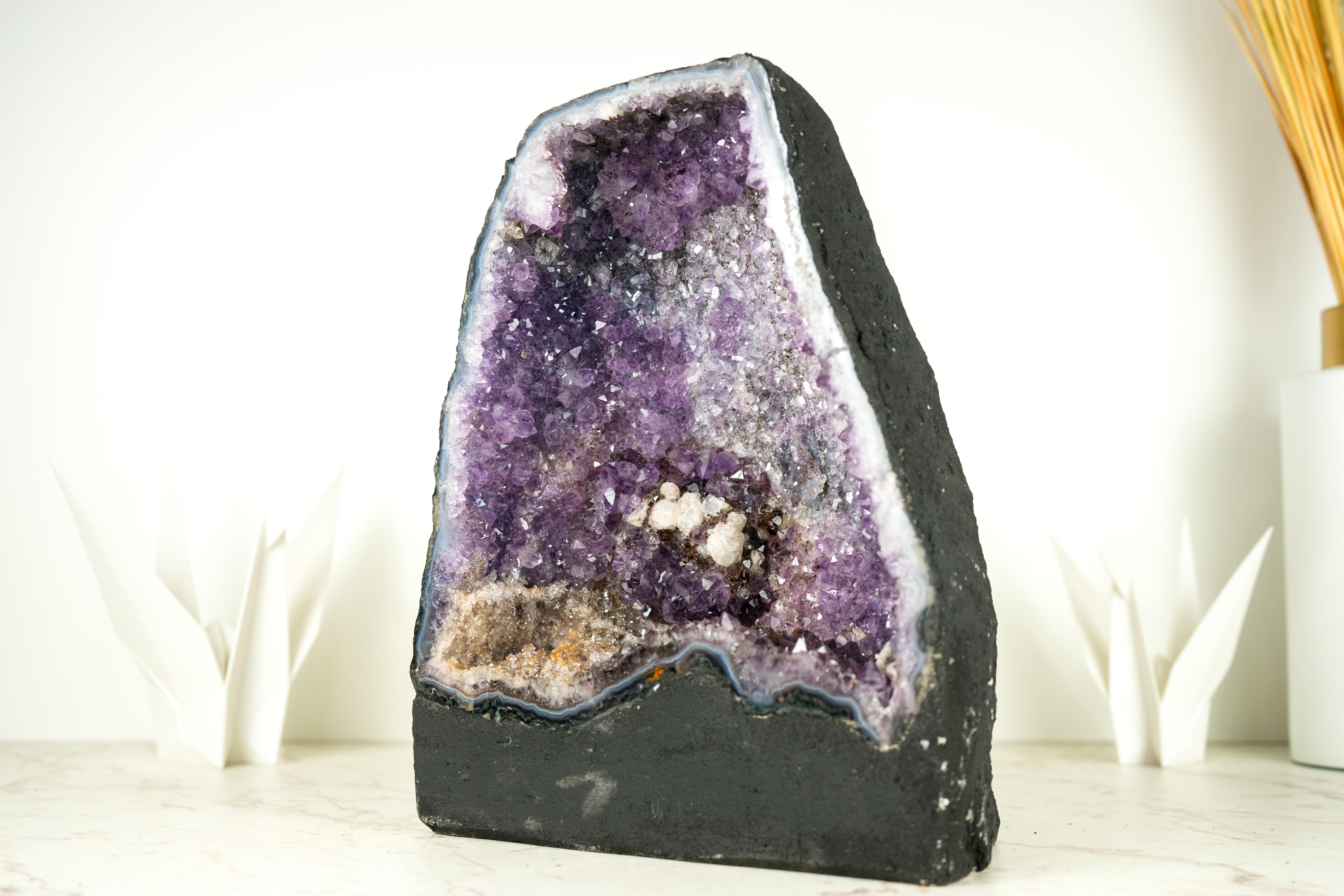Purple Amethyst Geode with Sparkly Galaxy Amethyst and Lace Agate ...