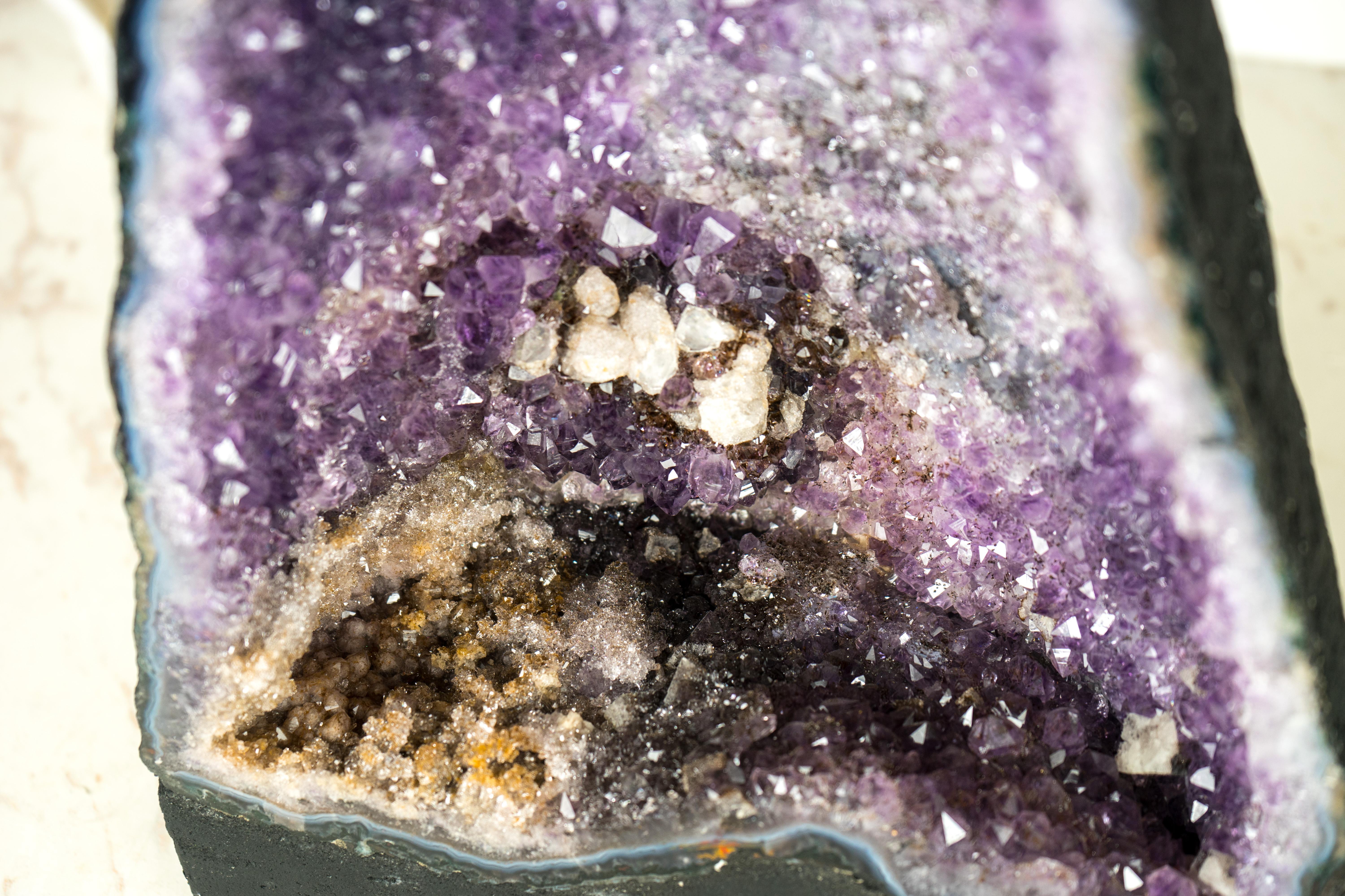Purple Amethyst Geode with Sparkly Galaxy Amethyst and Lace Agate ...