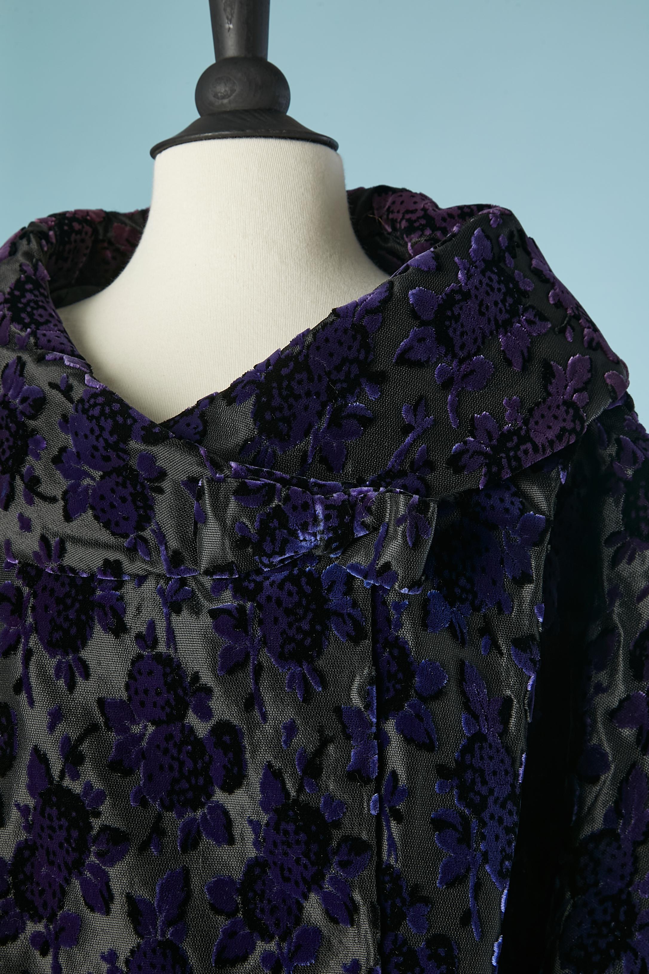 Purple and black double- breasted devoré velvet coat Jacopini Circa ...