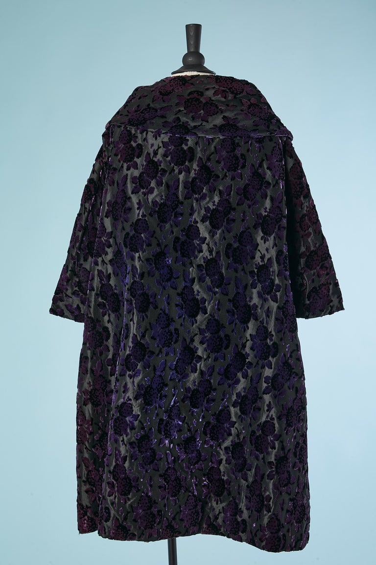 Purple and black double- breasted devoré velvet coat Jacopini Circa ...
