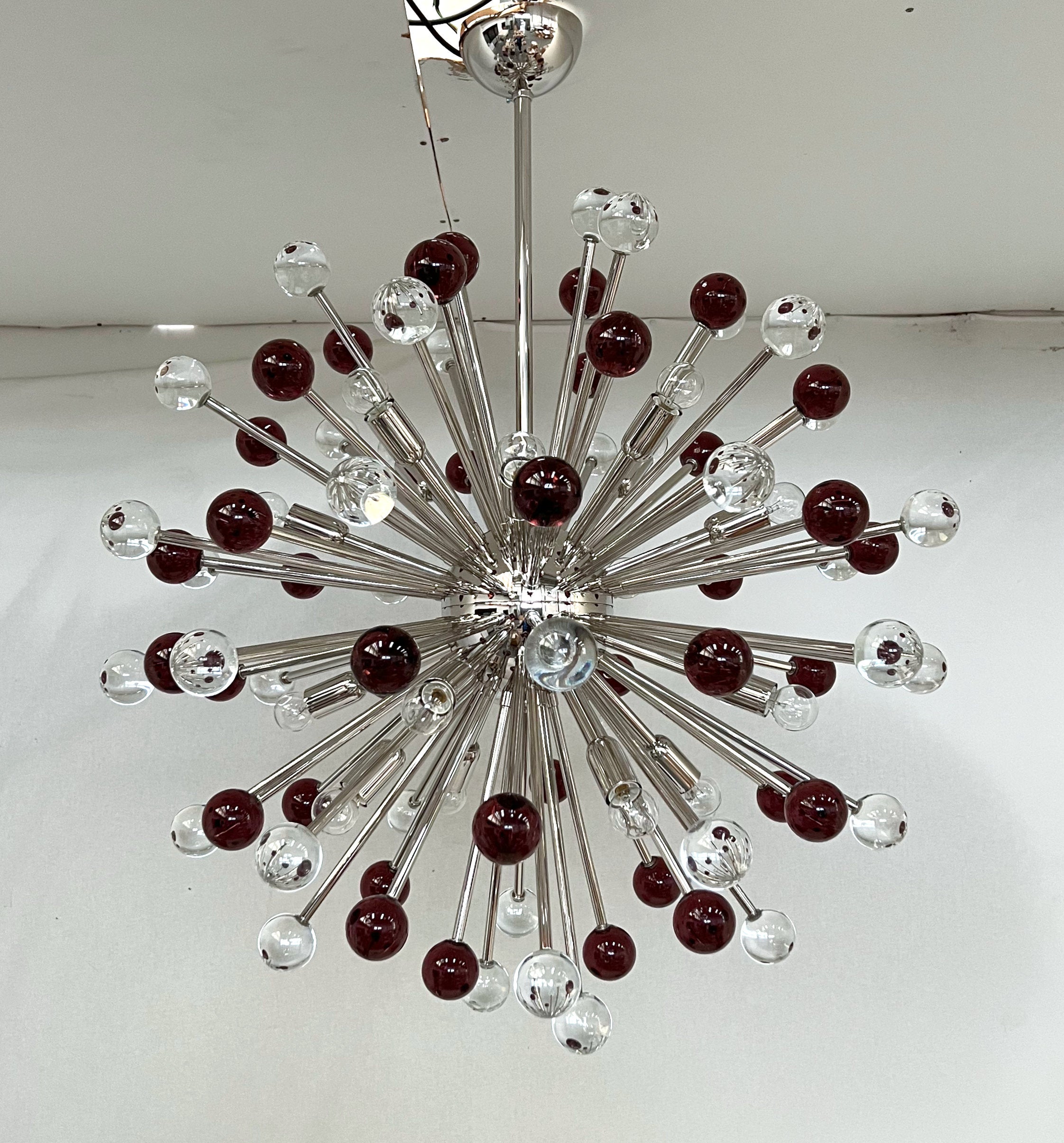 Purple and Clear Burst Sputnik Chandelier by Fabio Ltd For Sale at 1stDibs