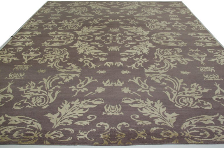 Purple and Gold Floral Area Rug For Sale at 1stDibs