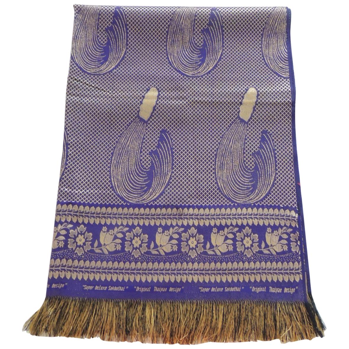 Custom Stenciled Silk Velvet Throw with Fringe at 1stDibs