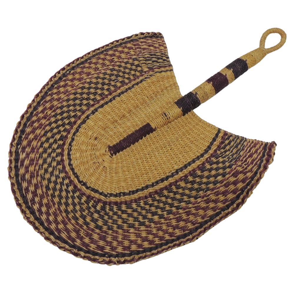 Purple and Lavender Handwoven African Hand Held Fan For Sale at 1stDibs