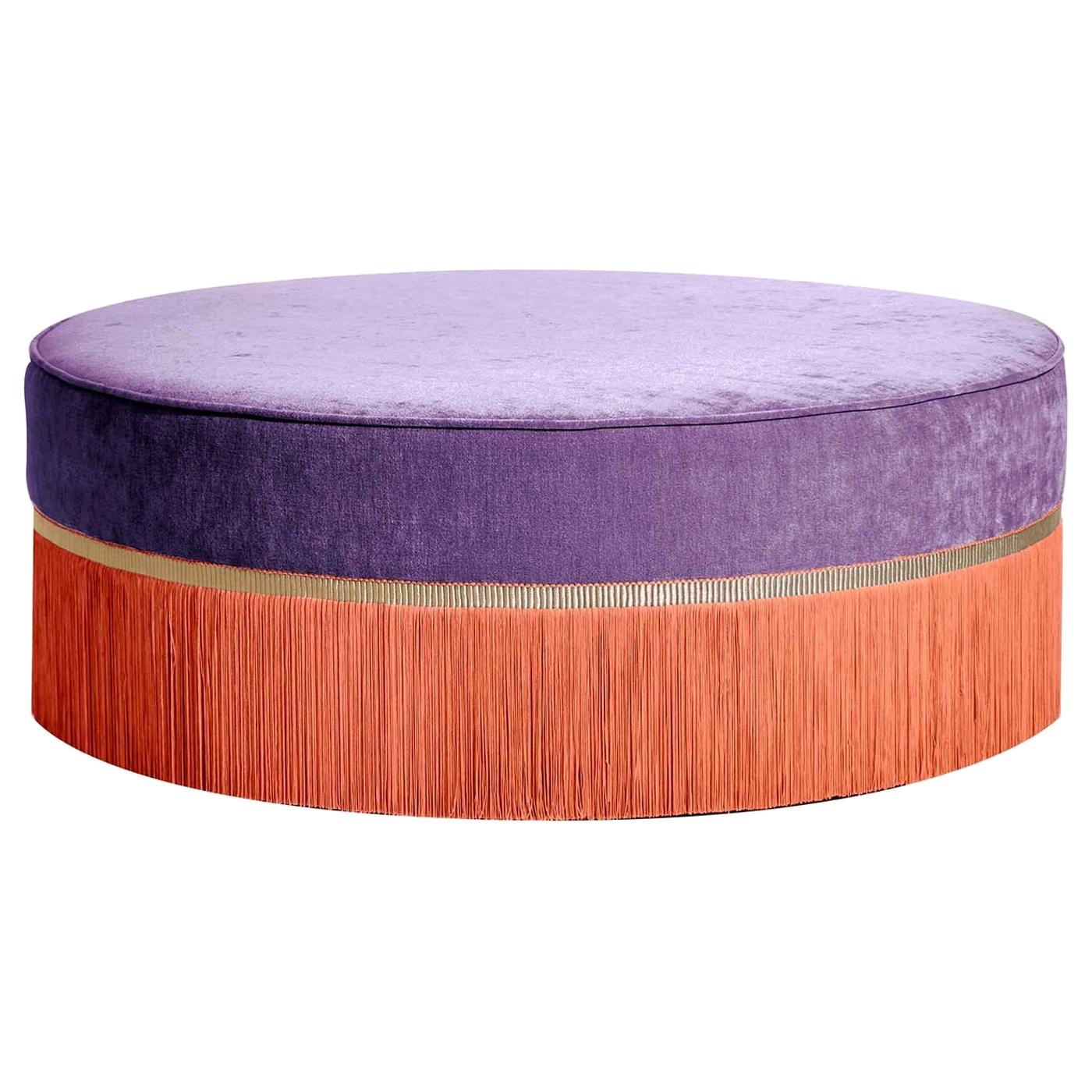 Purple and Orange Couture Geometric Bicolor Pouf For Sale at 1stDibs