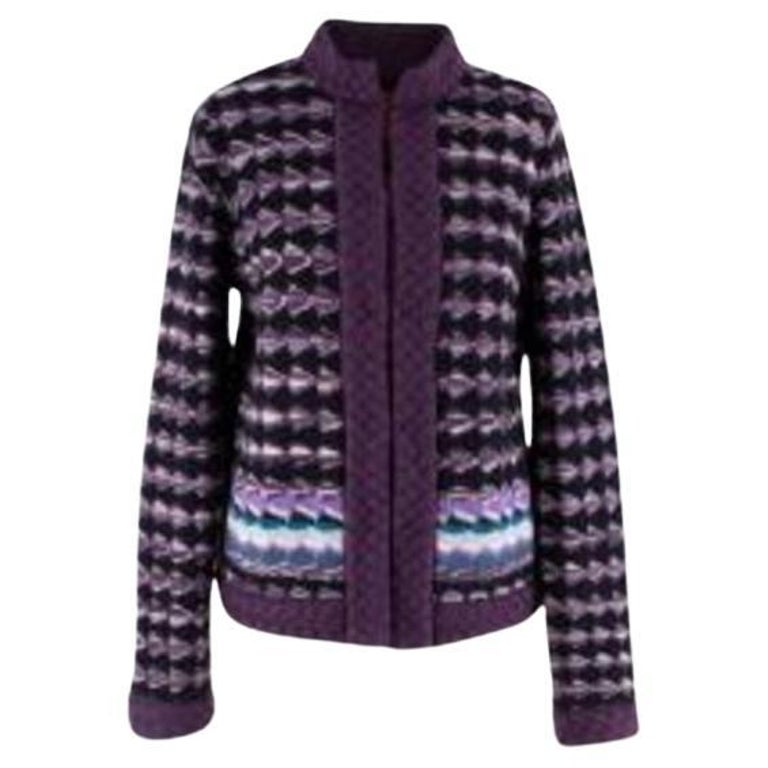 purple and blue basketweave wool jacket For Sale at 1stDibs