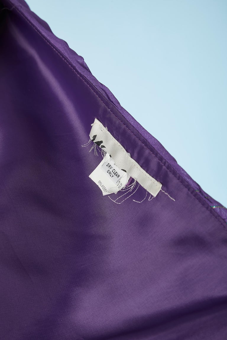 Purple chiffon lurex bustier evening dress Victor Costa For Sale at 1stDibs