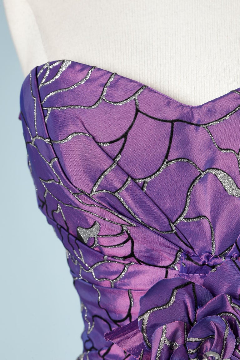 Purple cocktail bustier dress For Sale at 1stDibs