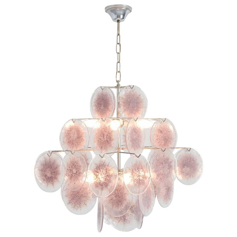 Purple Crystal Chandelier by Vistosi, Murano at 1stDibs