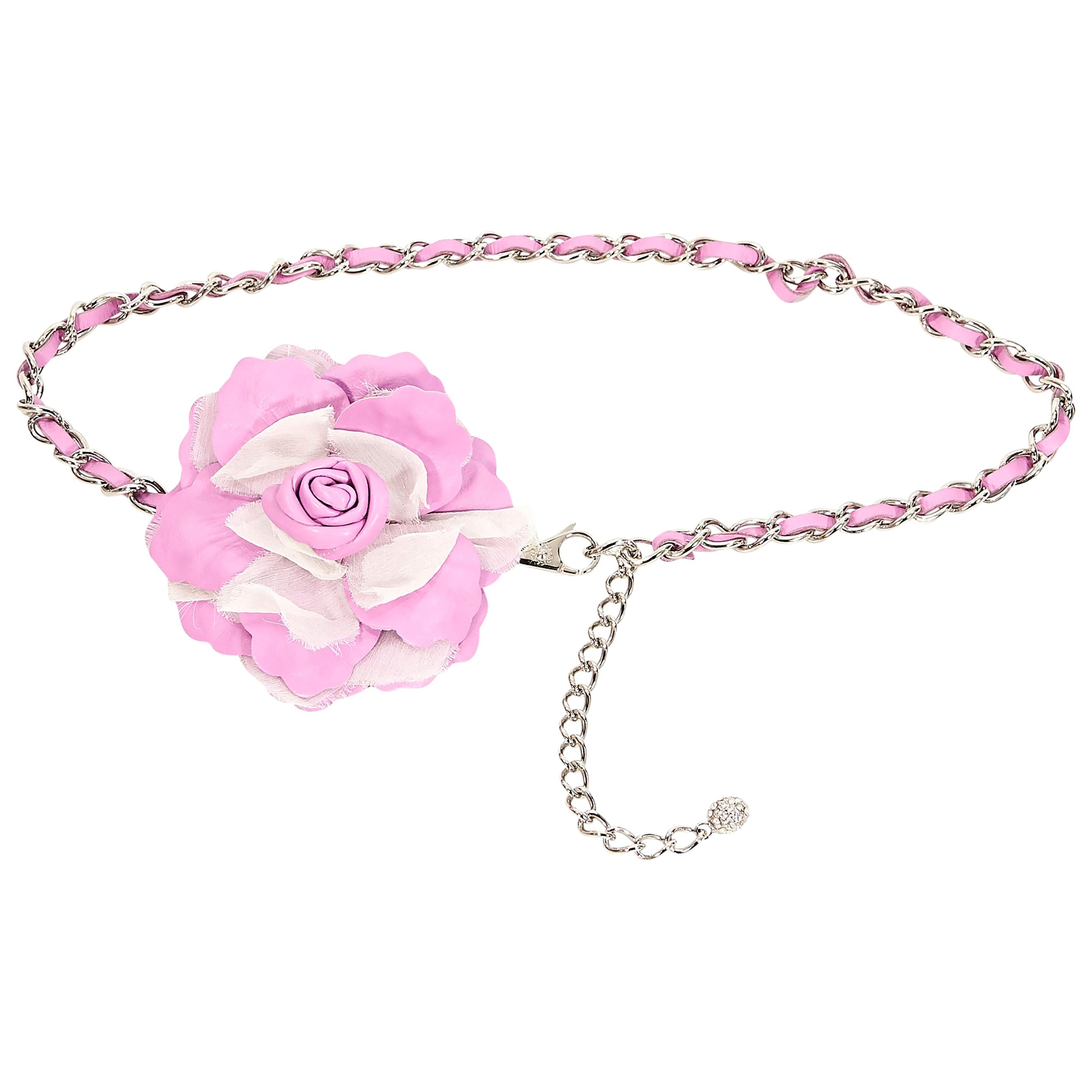 Purple Dolce and Gabbana Floral Chain Belt For Sale at 1stDibs