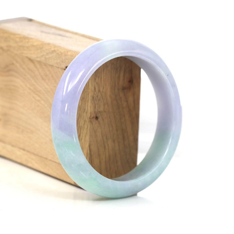 Purple Green Lavender Natural Jadeite Jade Bangle ( 59.65 mm )#596 For ...
