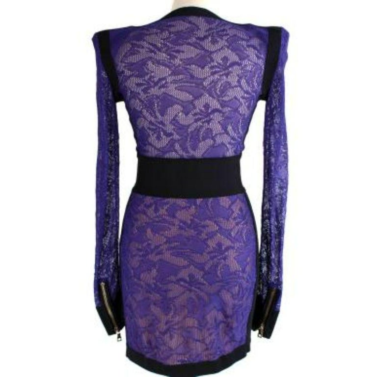 Purple Lace Zip Front Mini Dress For Sale at 1stDibs